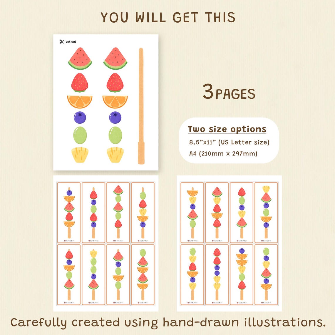Fruit Skewers Builder Activity, Fine Motor Skills, Matching Game ...