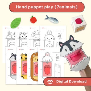 Printable Hand Puppet Animal Set | 7 Cute Animals + Coloring Pages ...