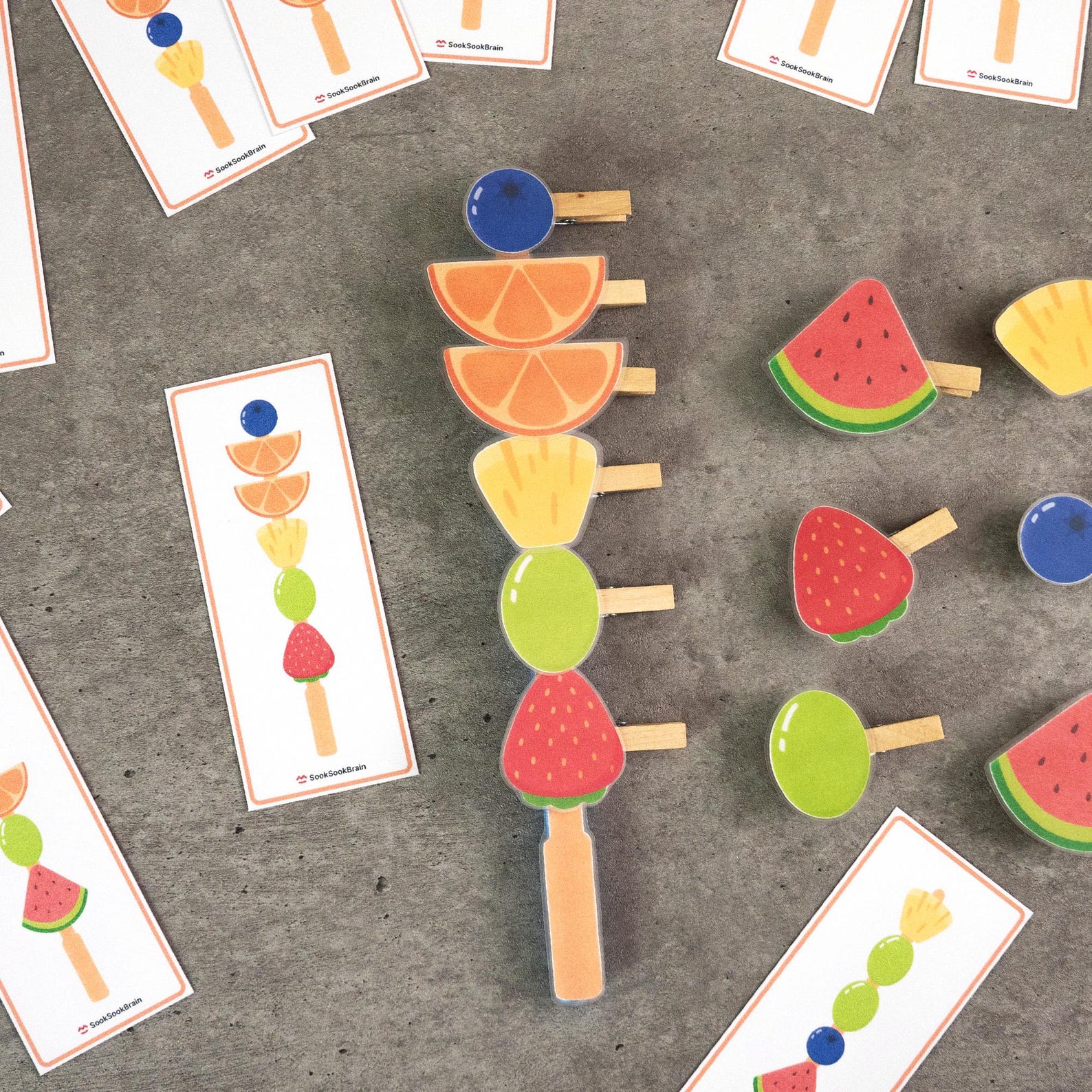 Fruit Skewers Builder Activity, Fine Motor Skills, Matching Game ...
