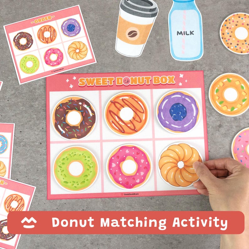 Donut Matching Game Printable, Donut Shop Activity, Preschool Toddler ...