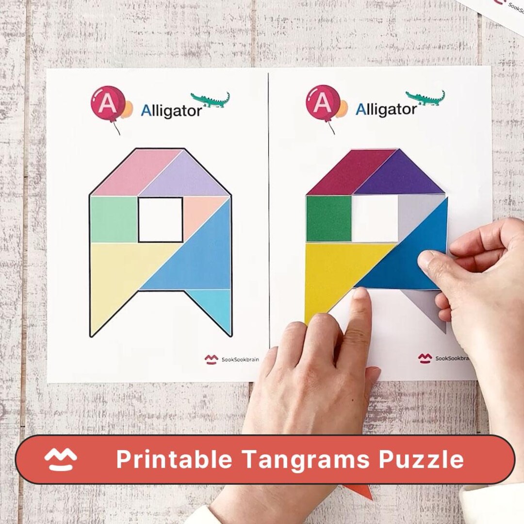 Tangram Puzzle Cards for Kids - Animals, Numbers, Alphabets, Printable ...