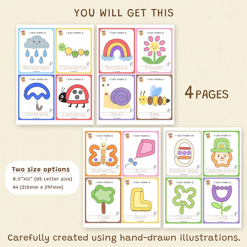 Spring Play Dough Mats, Montessori Learning, Playdough Activity, Fine ...
