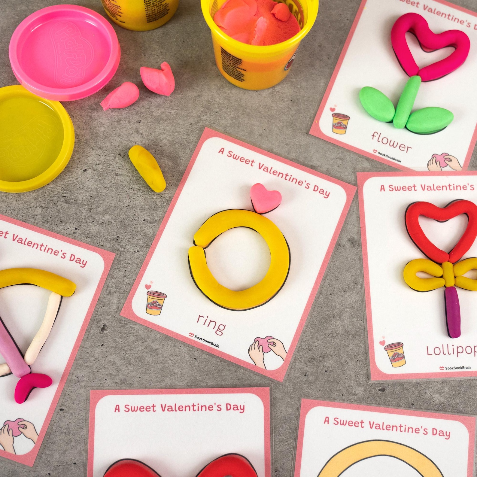 Valentine’s Day Play Dough Mats, Montessori Learning, Playdough ...