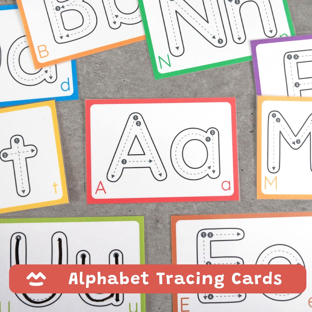 Alphabet Tracing Cards, Uppercase & Lowercase Letter Tracing ...