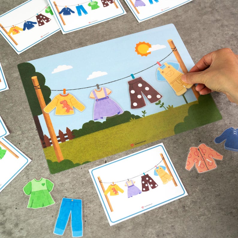 Laundry Sorting Game Printable - Fine Motor Activity, Preschool & Pre-k ...