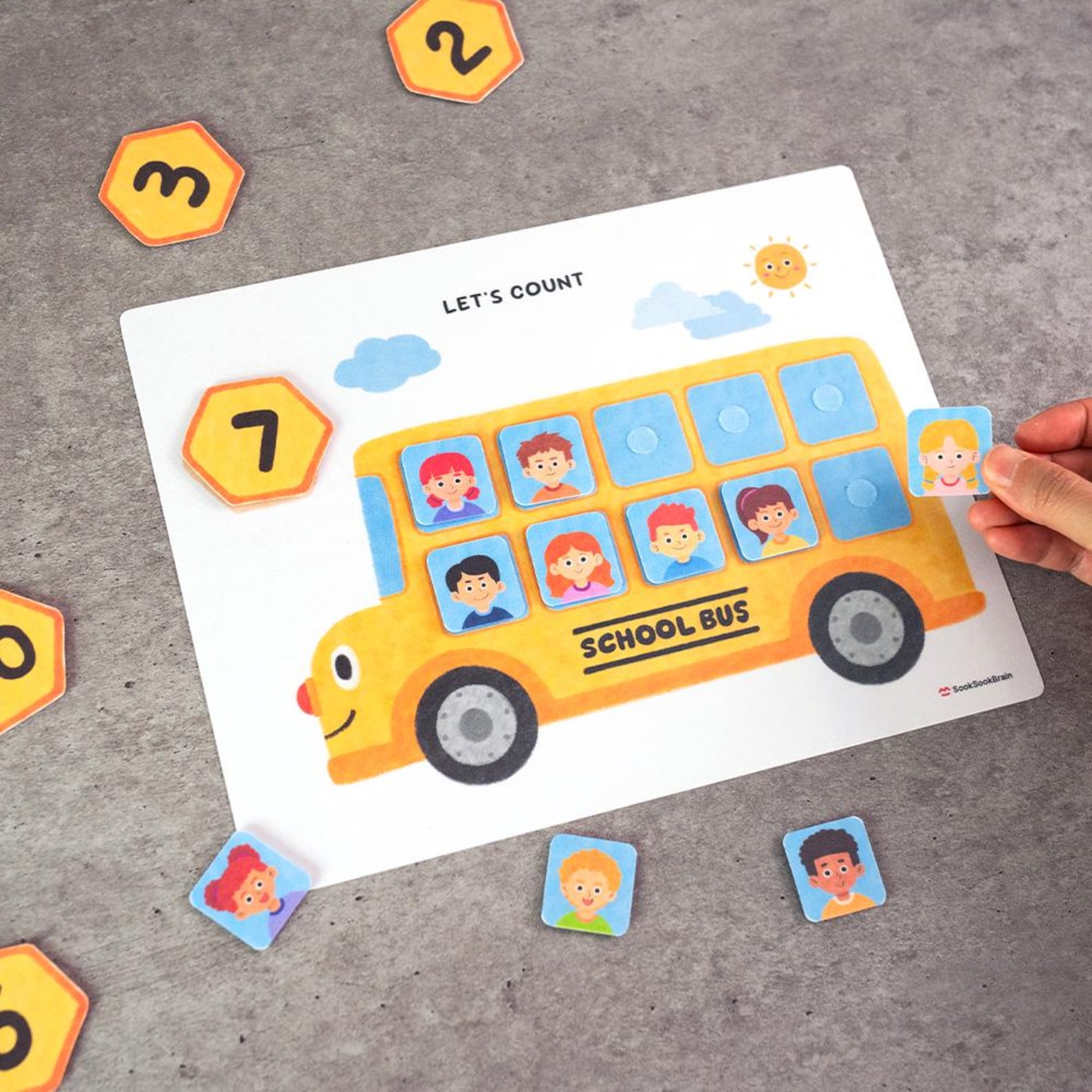 School Bus Counting Game – Montessori Math Activity, Number Recognition ...