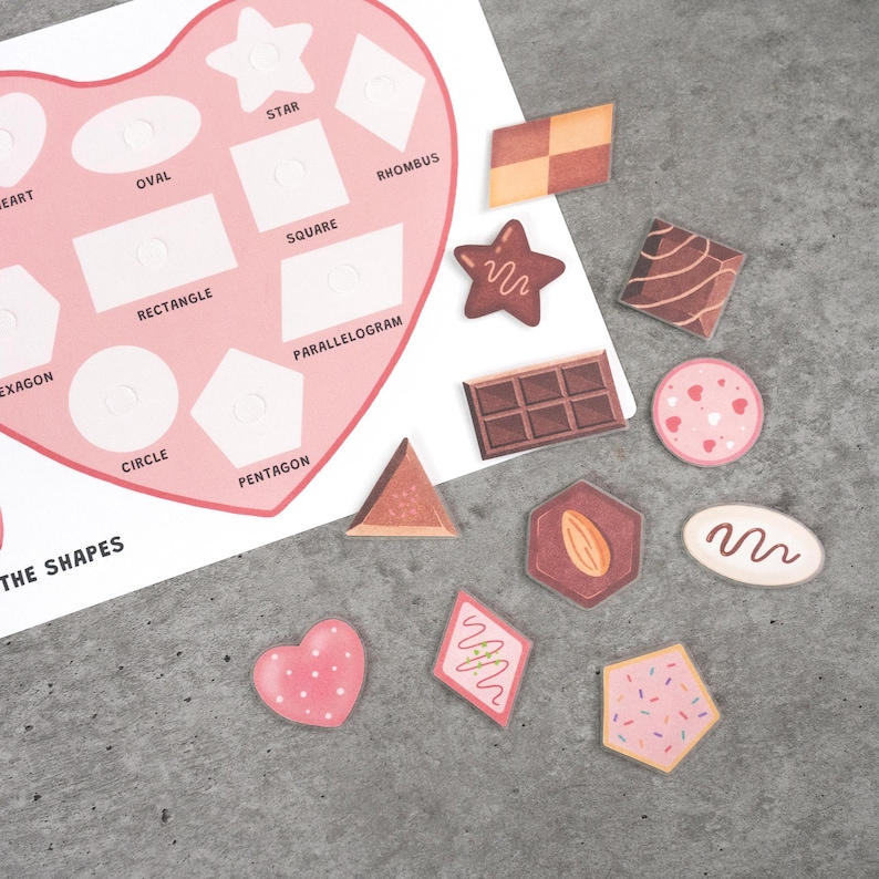 Valentine’s Day Shapes Matching Activity, Preschool Shape Sorting Game ...
