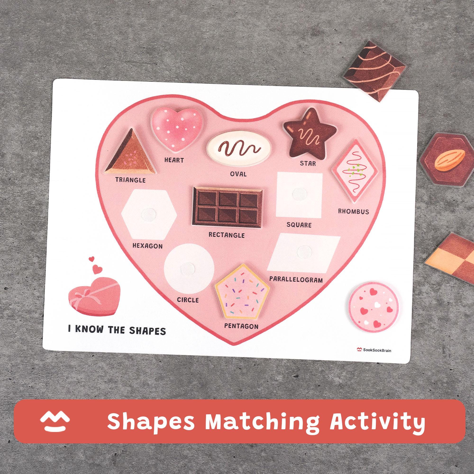 Valentine’s Day Shapes Matching Activity, Preschool Shape Sorting Game ...