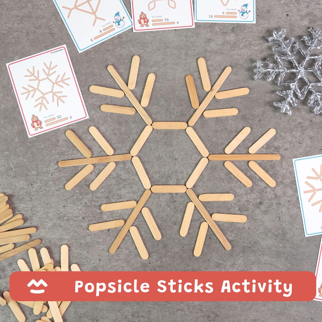 Snowflake Popsicle Stick Activity, Fine Motor Skills Game, Christmas ...