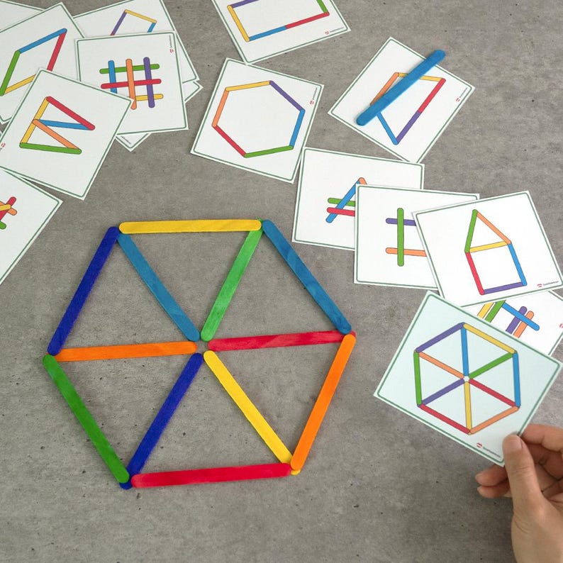 Popsicle Sticks Activity - Shape & Logic STEM, Printable PDF - Etsy