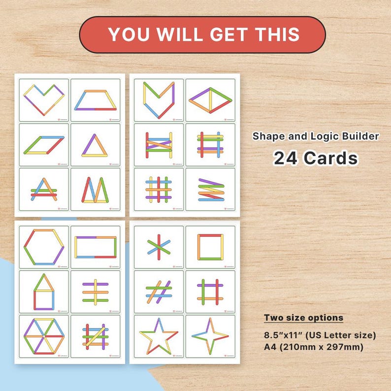 Popsicle Sticks Activity - Shape & Logic STEM, Printable PDF - Etsy
