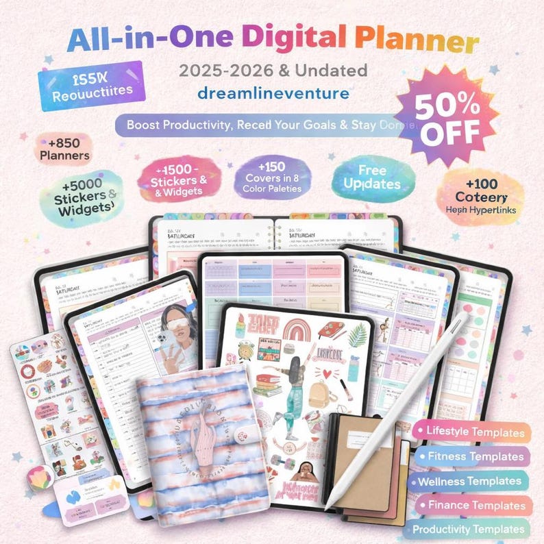 Agenda numérique tout-en-un 2025-2026 | Quotidien, hebdomadaire ...