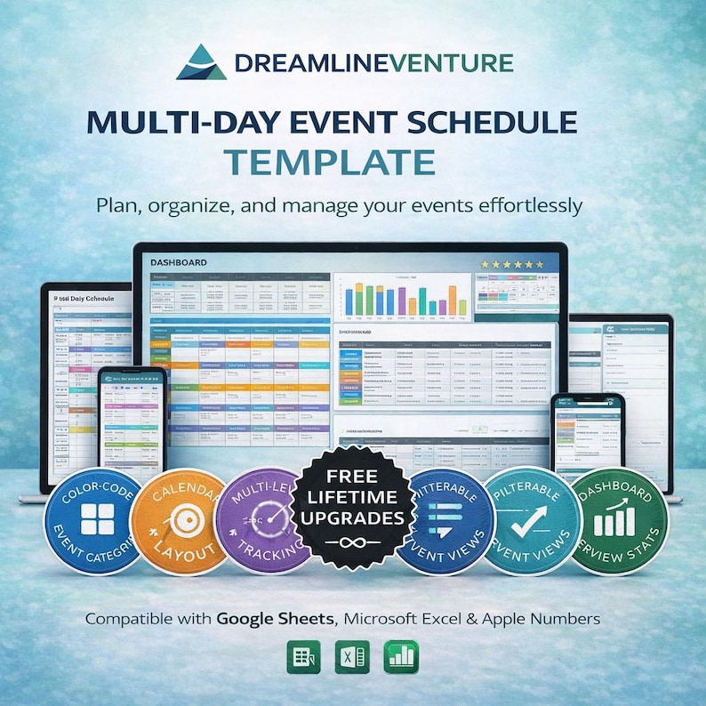 Multi-day Event Schedule Template | Event Planner Spreadsheet | Google ...