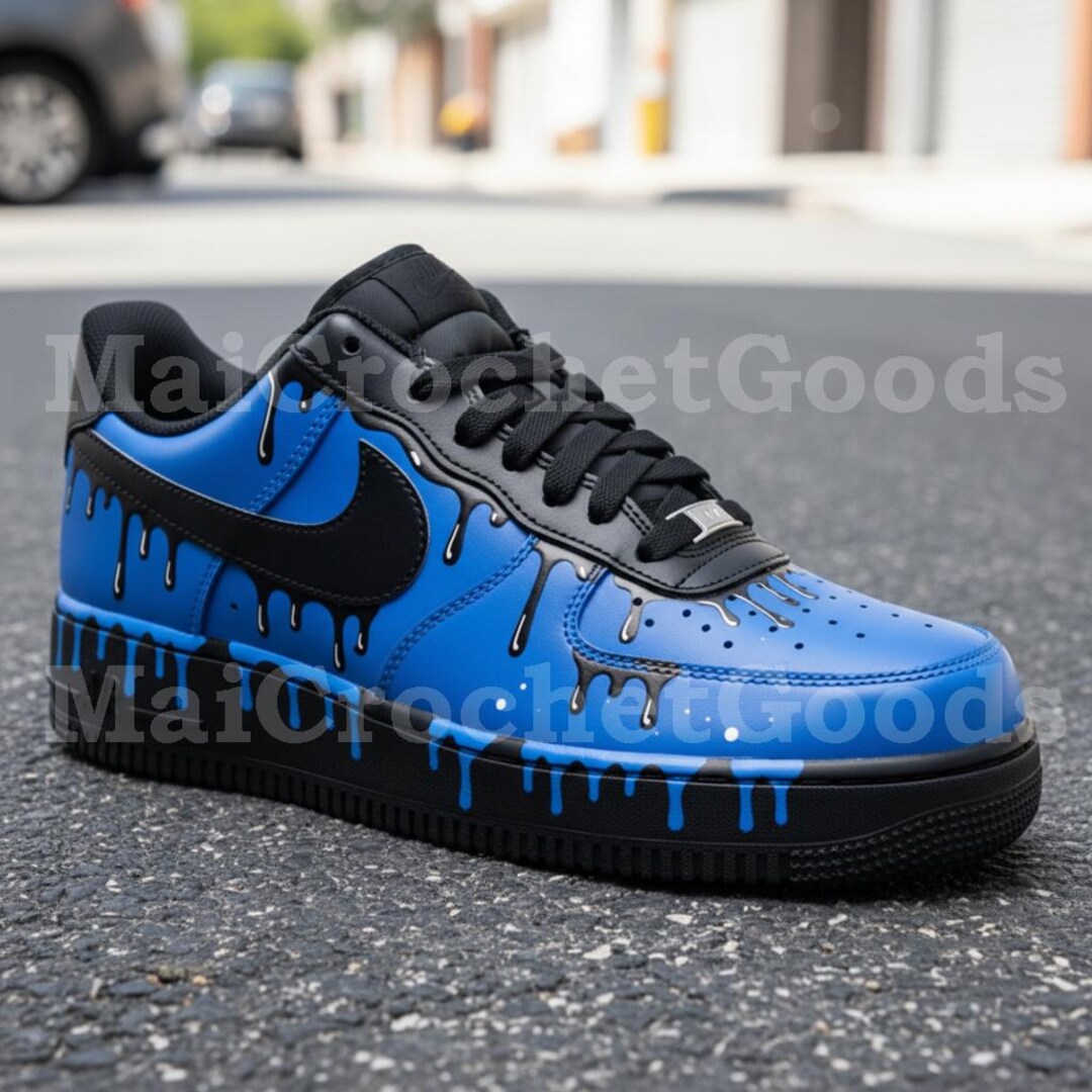 Royal Blue Drip Custom AF1 | Hand-painted Air Force One Style Shoes ...