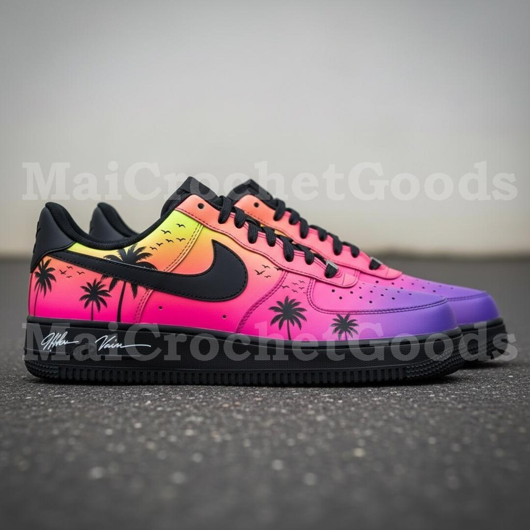 Palm Tree Sunset Custom Air Force 1, Colorful Gradient AF1 Low ...