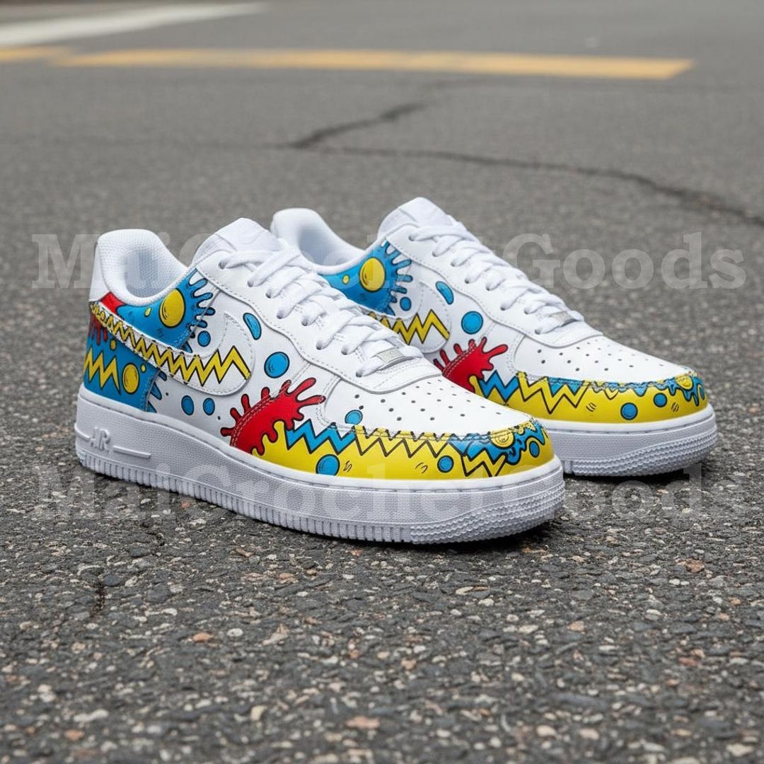 Custom AF1 Sneakers With Whimsical Art Design, Hand Painted Colorful ...