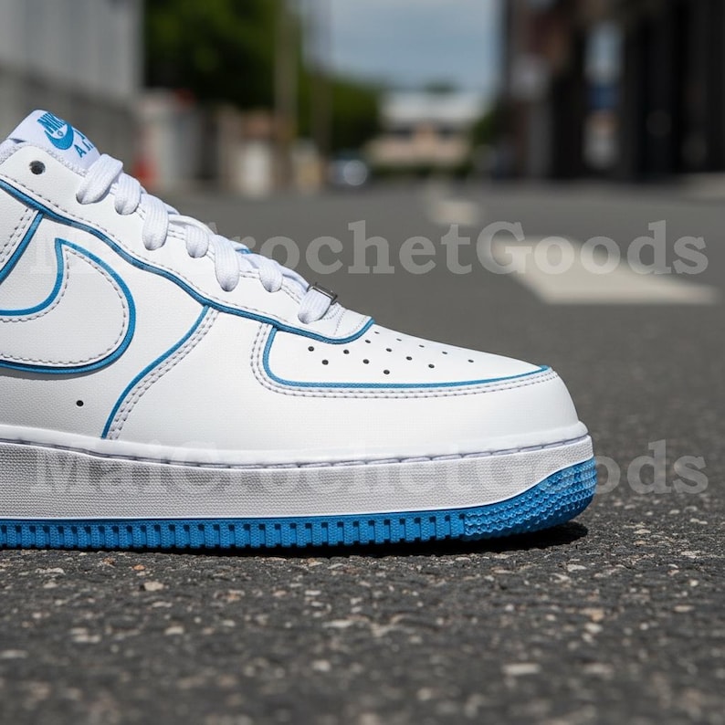Blue Outline Custom AF1 | Minimal Cartoon Air Force One | Ocean ...