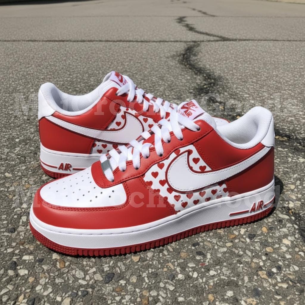 Hand-painted Red Heart Air Force 1 Sneakers, Custom Valentine Couple ...