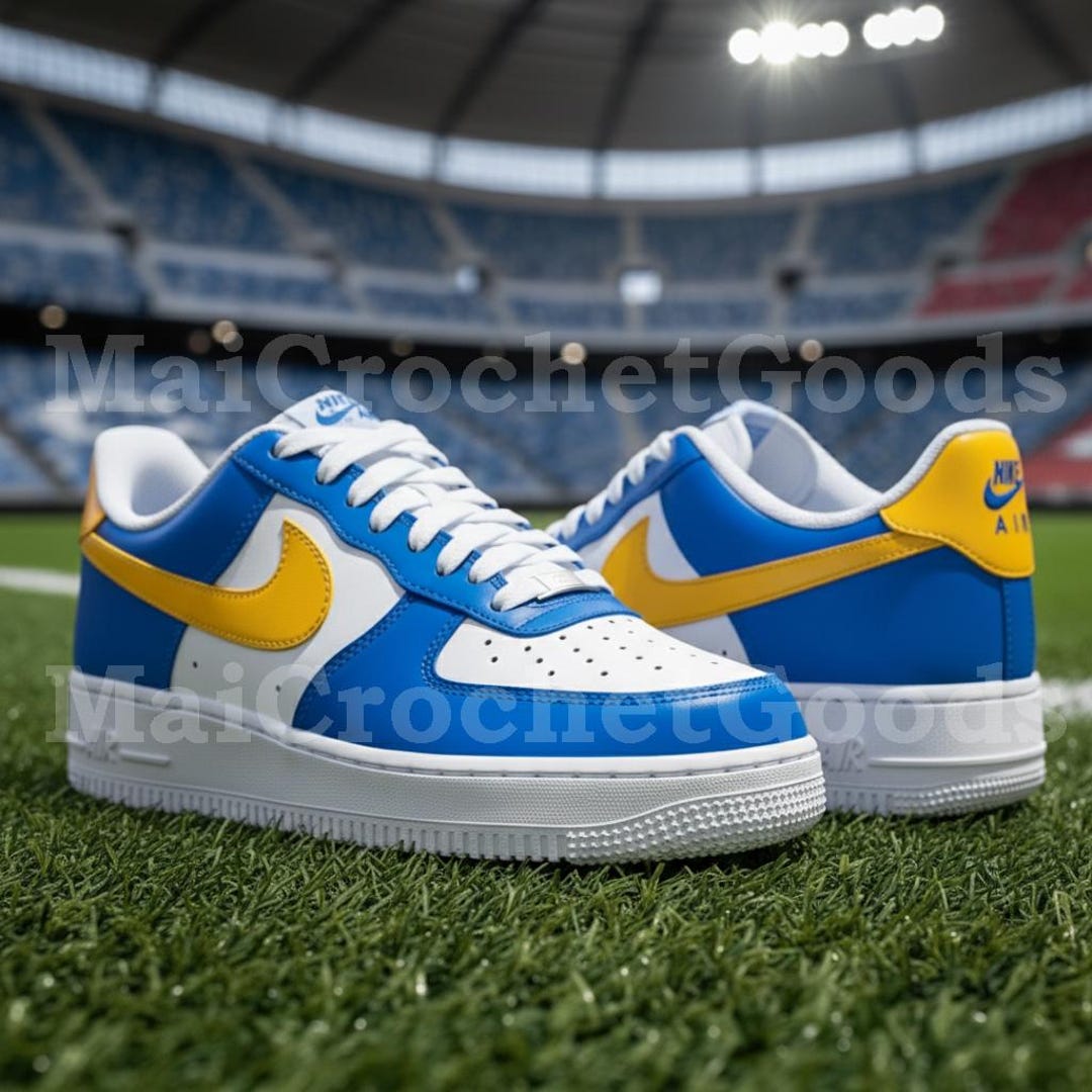 Custom AF1 Hand-painted Sneakers | Blue & Yellow Team Colors - Etsy