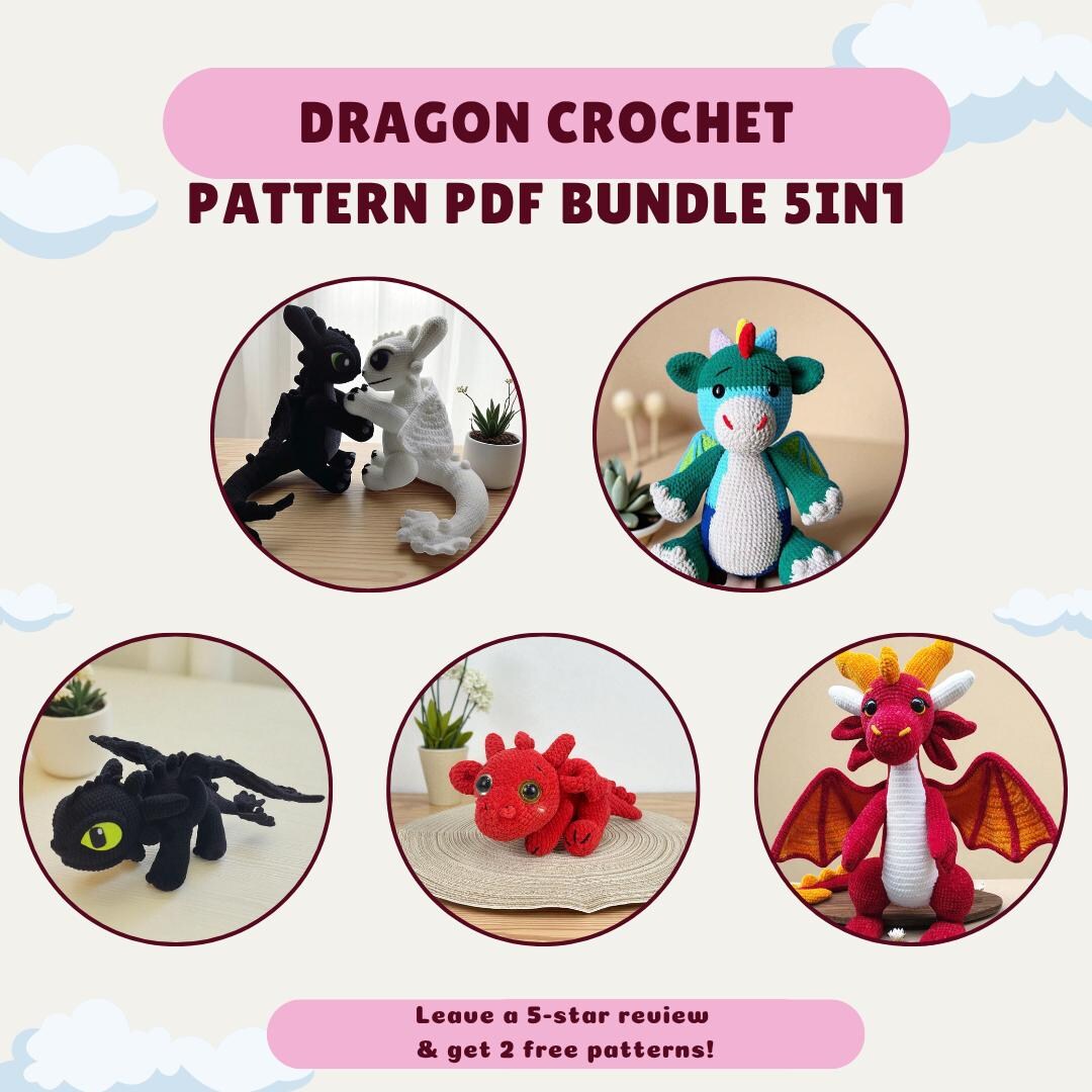 Dragon Crochet Pattern PDF Bundle: Sleeping Chibi Dragons Amigurumi - Etsy