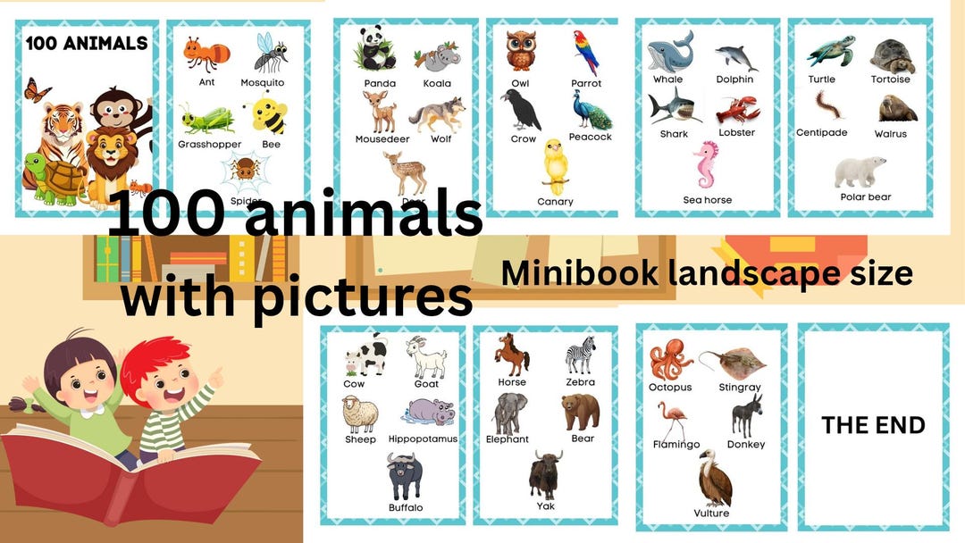 Preschool Book 100 Animals With Picture - Etsy