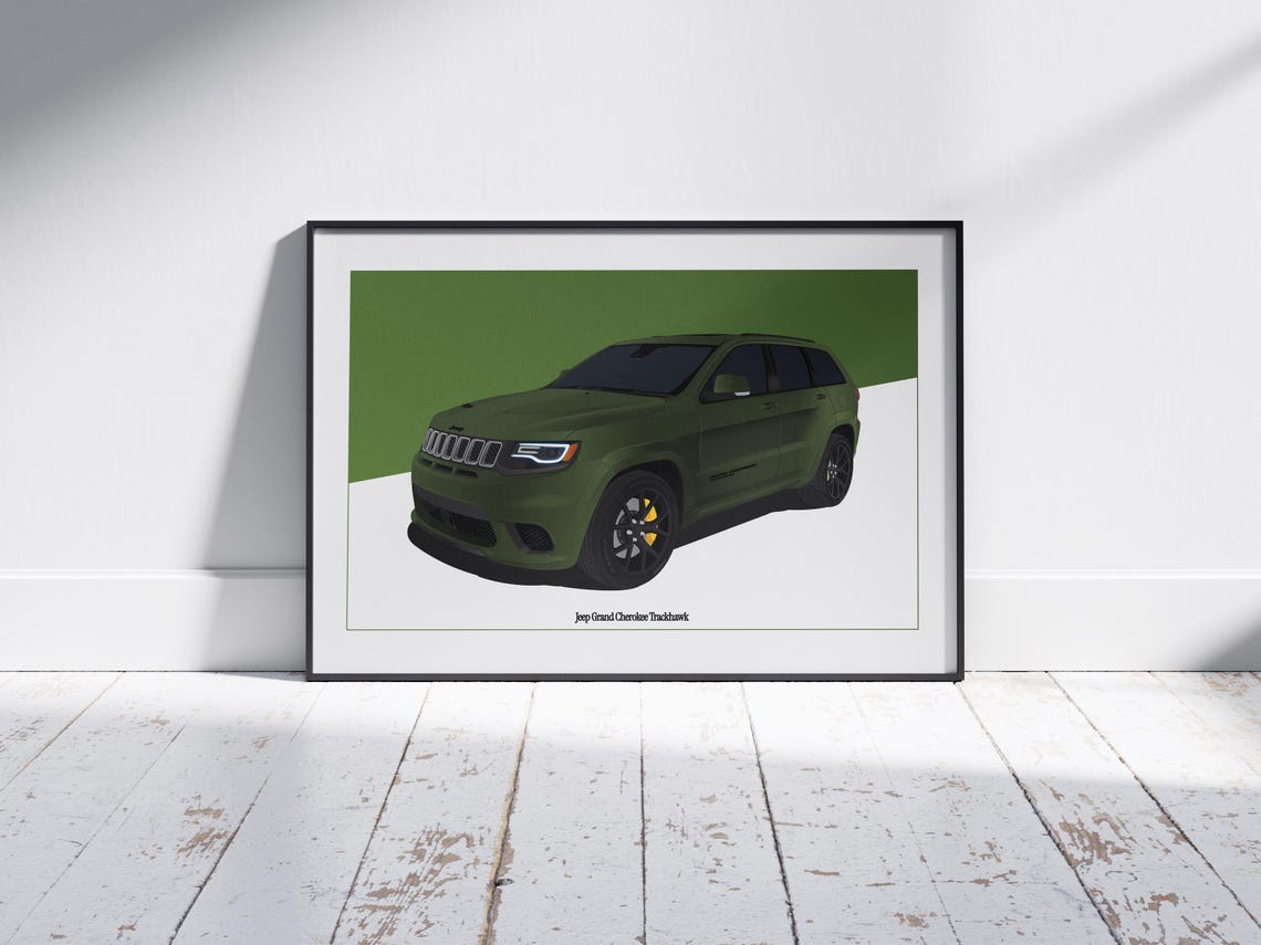 Jeep Grand Cherokee Trackhawk Horizontal Poster | Minimalist Digital ...