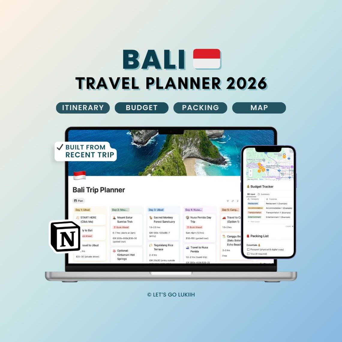 2026 Bali Itinerary & Trip Planner – customizable Notion Travel ...