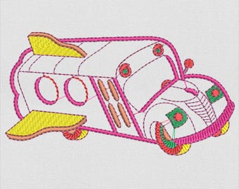 Yellow School Bus Embroidery Design, Cartoon Style Bus With Eyes for ...
