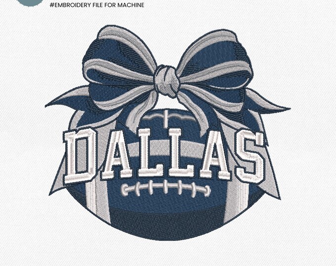 Dallas Football Embroidery Design, Football Coquette Bow Embroidery ...