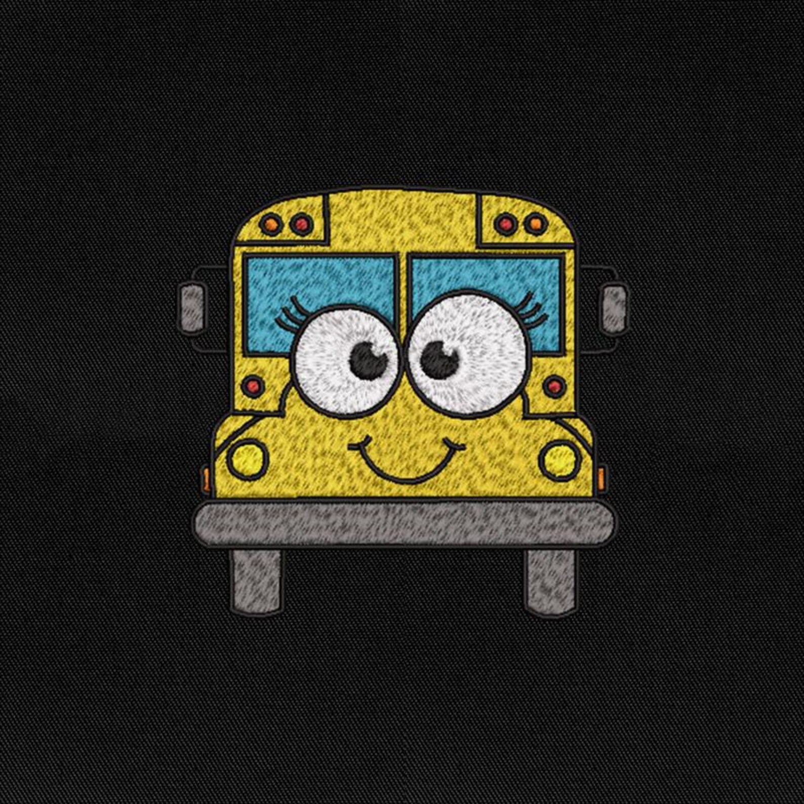 Yellow School Bus Embroidery Design, Cartoon Style Bus With Eyes for ...