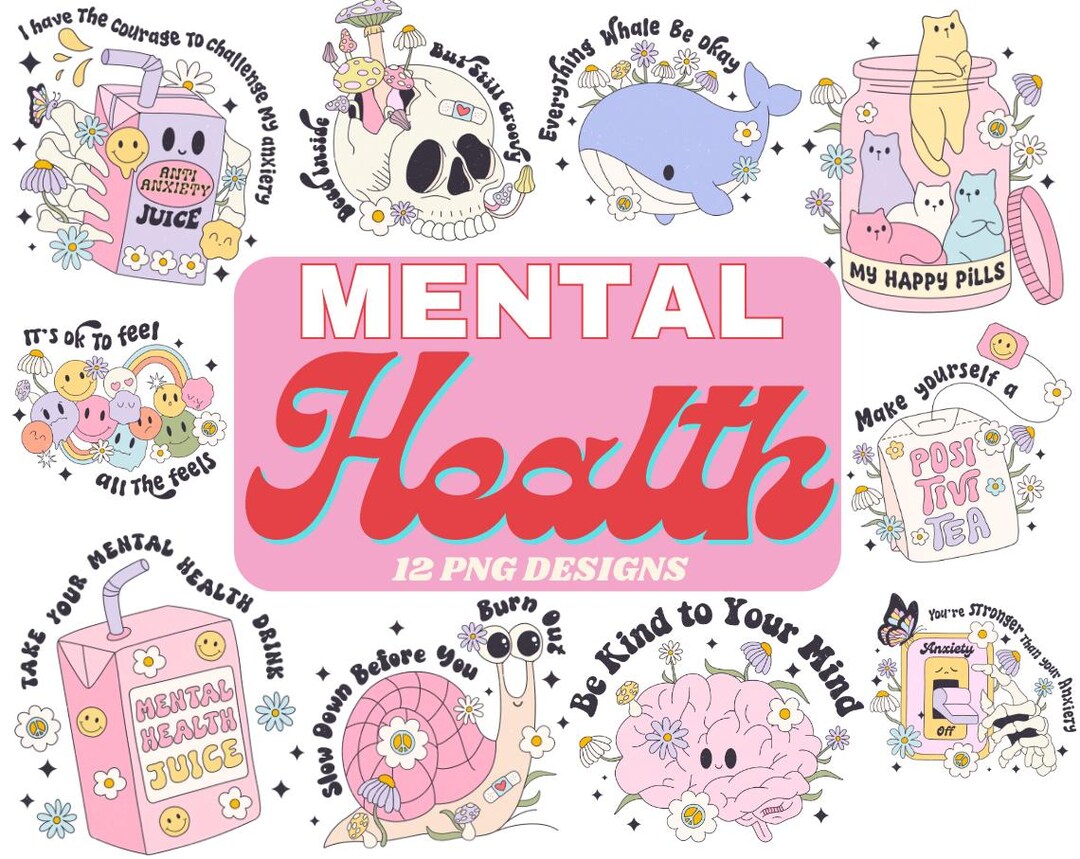 Mental Health PNG Sublimation Bundle Positive Clipart Self Love ...