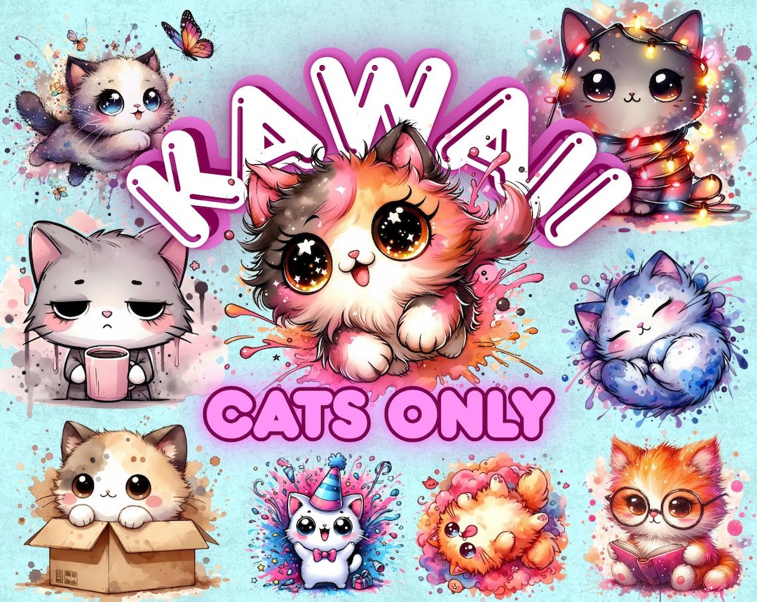 Kawaii Cats Clipart Cute Cat Clip Art Kittens Kitty Icons Pet ...