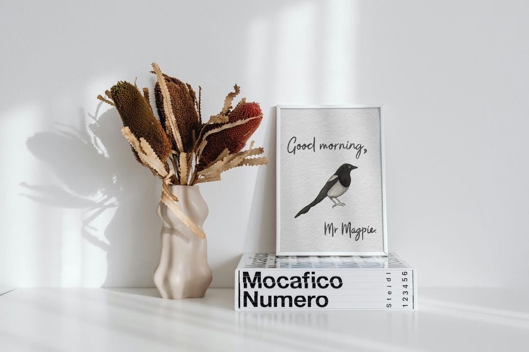 Good Morning Mr Magpie Wall Art – Black and White Watercolour Bird ...