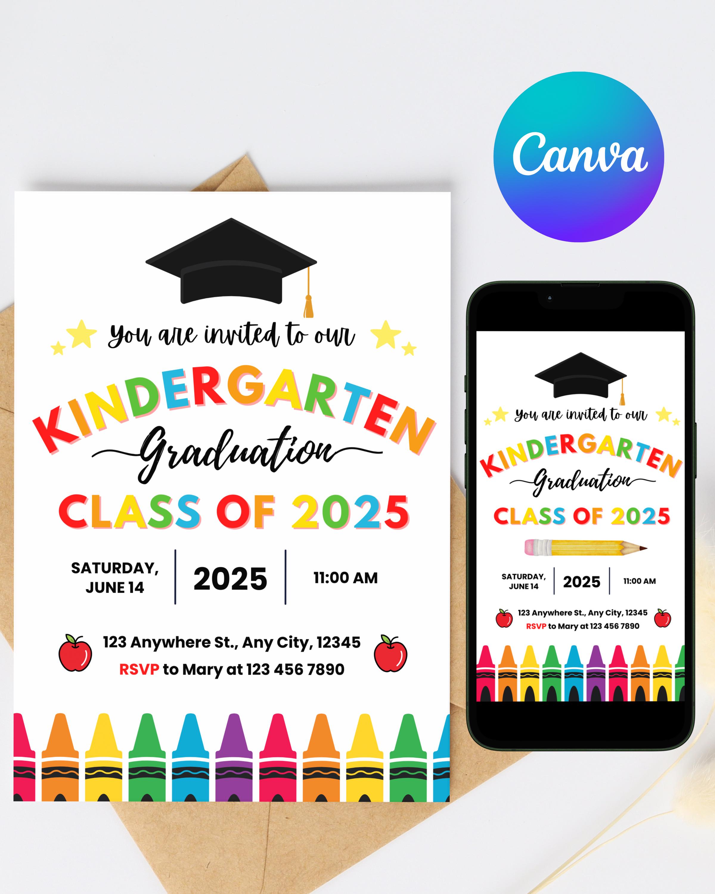 Kindergarten Graduation Invitation, Kindergarten Party Invitation ...