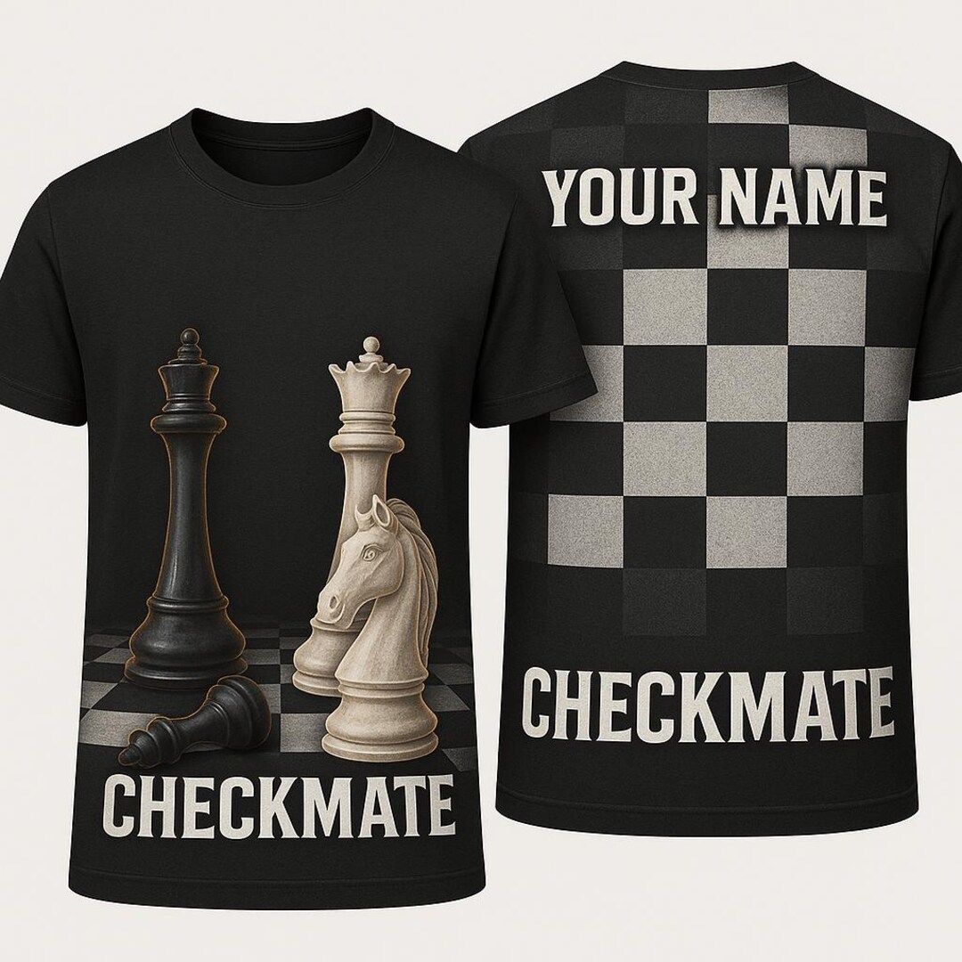 Custom Chess Checkmate 3D T-shirt - Black Board Design With Your Name ...