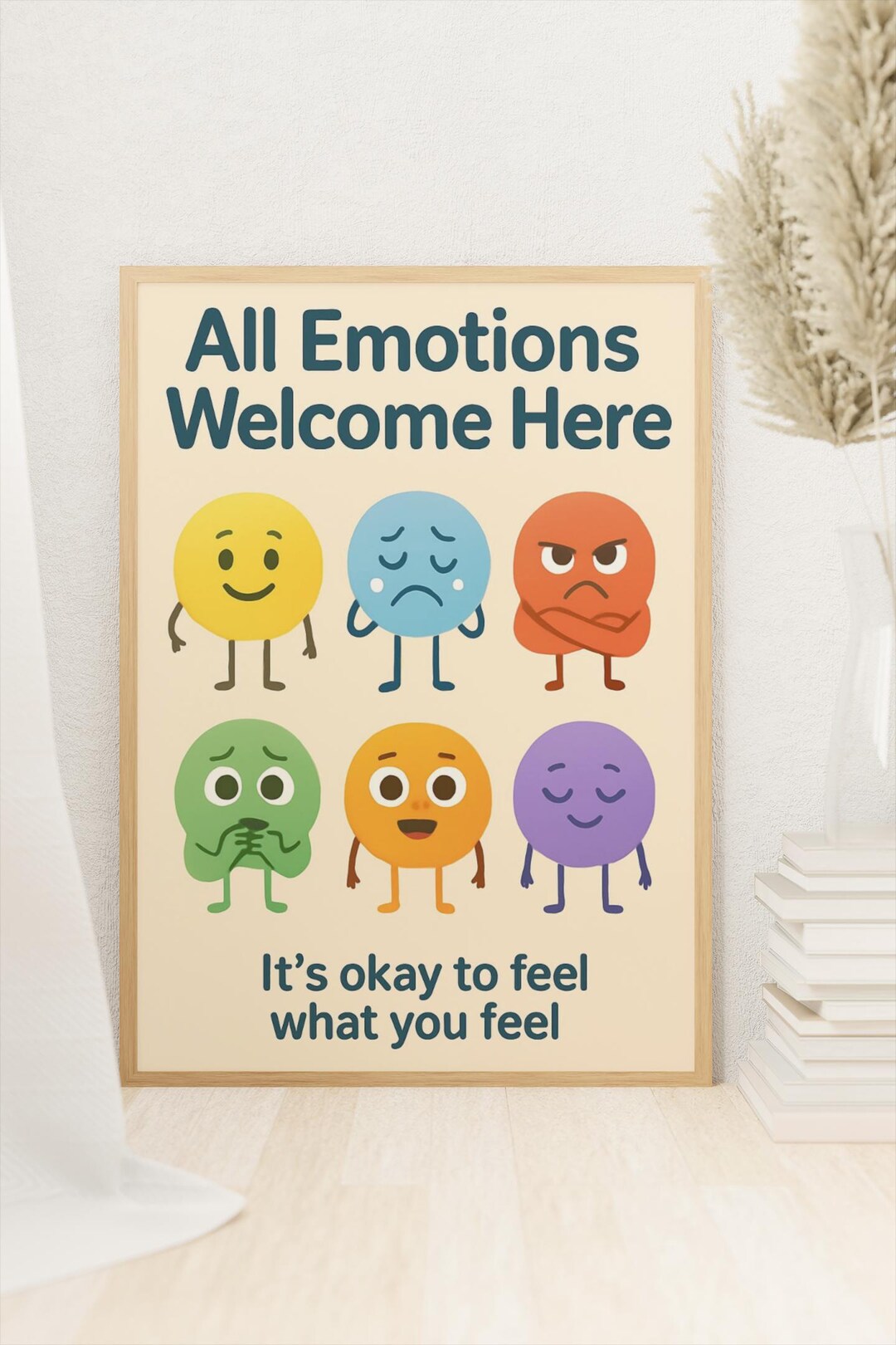 All Emotions Welcome Here Poster | Digital Download | Cute Mental ...