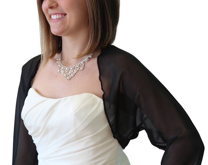 Black Chiffon Jacket Black Bridal Bolero Black Chiffon Shrug - Etsy