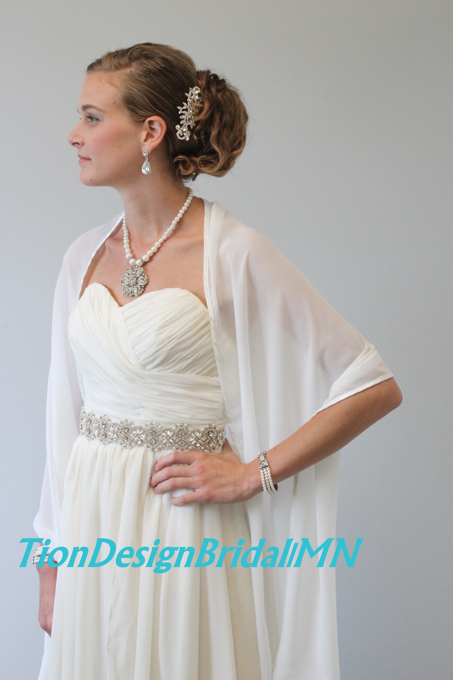 Bridal Chiffon Shawl Ivory Chiffon Bridal Wrap Wedding Stole - Etsy