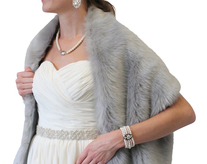 Bridal Fur Stole Silver Stole Faux Fur Luxury Fur Shrug - Etsy