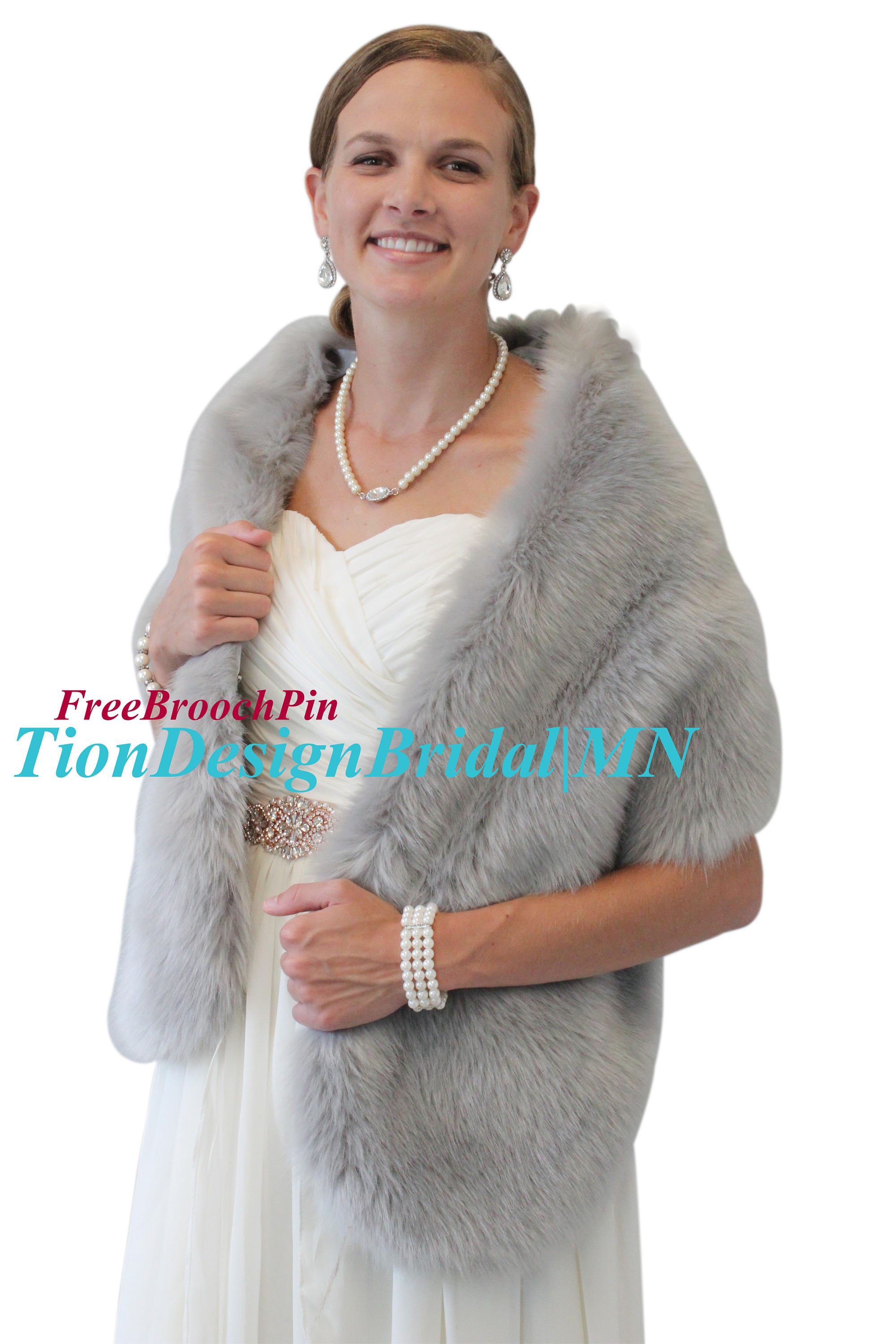 Bridal fur stole Silver stole faux fur Luxury fur shrug | Etsy