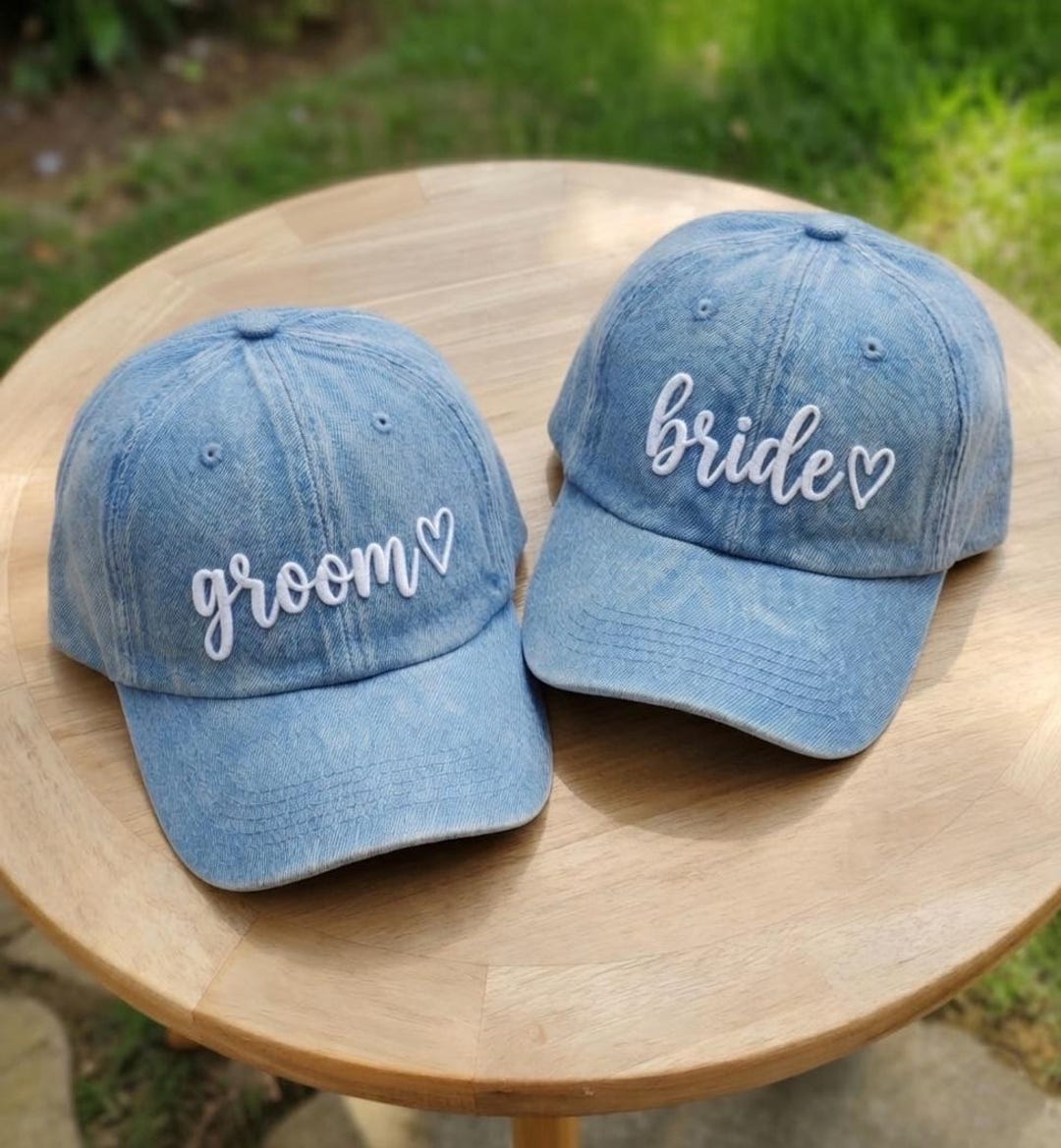 Personalized Groom Bride Hat, Custom Embroidered Wedding Couple Cap ...