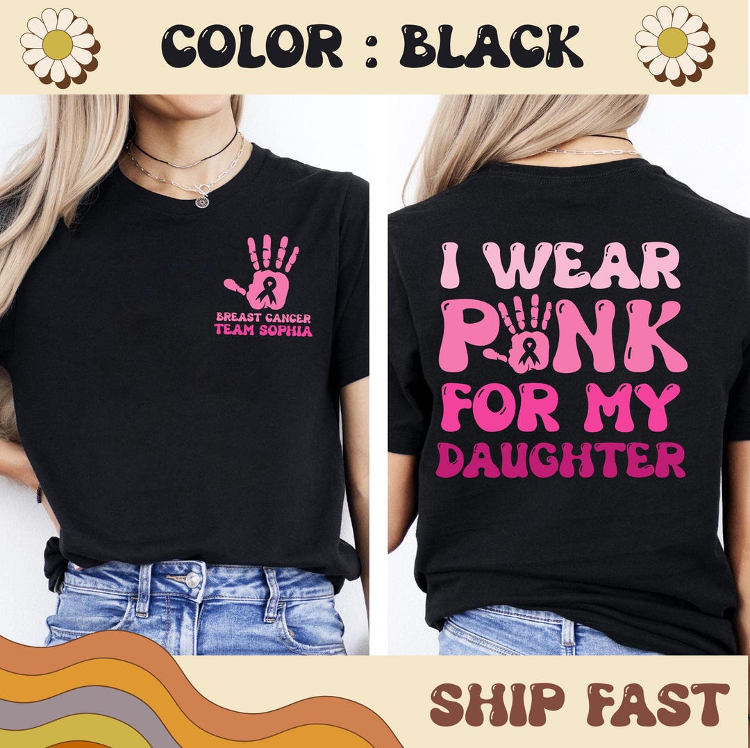Custom Breast Cancer Awareness Shirt, Handprint I Wear Gold for My ...