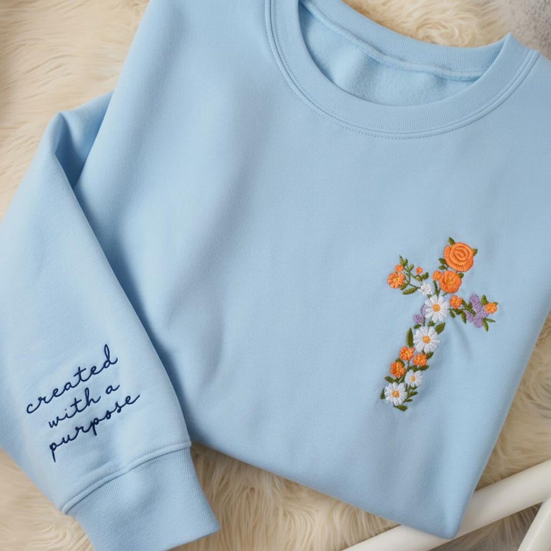 Embroidered Floral Cross Sweatshirt, Created With A Purpose Sleeve ...