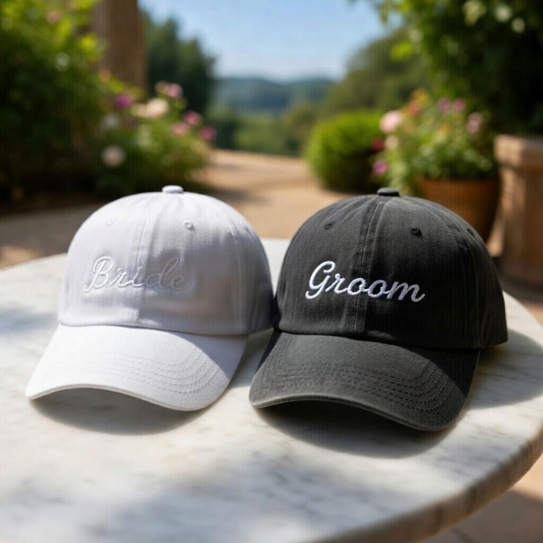 Personalized Bride Groom Embroidered Hat, Wedding Couple Caps, Custom ...