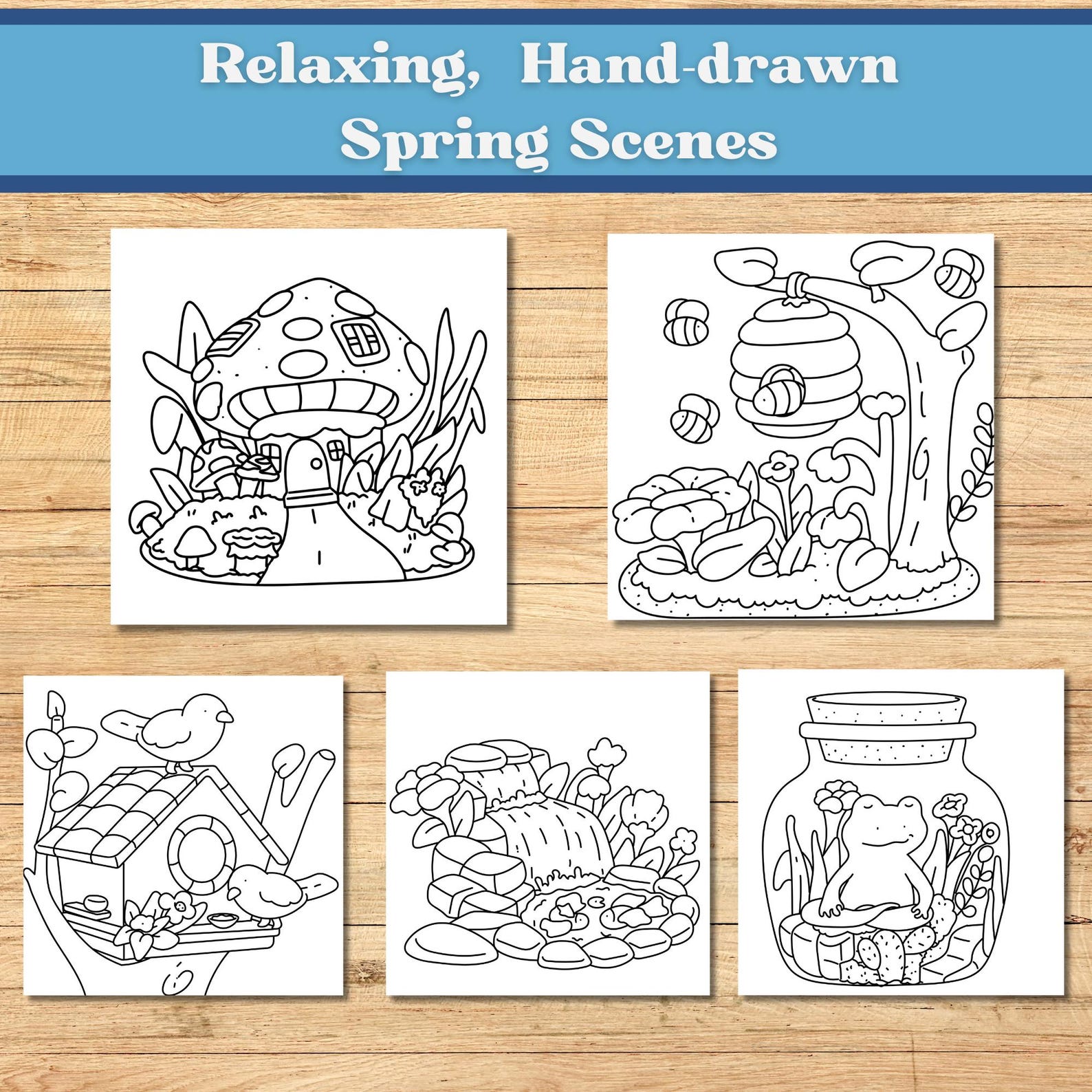 Simply Spring Cozy Coloring Pages for Adults, Teens and Kids. Bold and ...