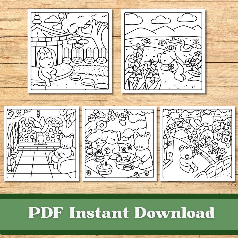 Comfy Gardens Coloring Pages for Adults, Teens and Kids. Bold and Easy ...