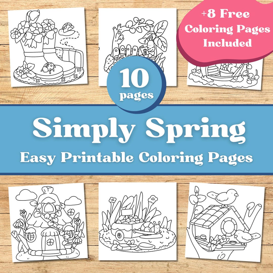 Simply Spring Cozy Coloring Pages for Adults, Teens and Kids. Bold and ...
