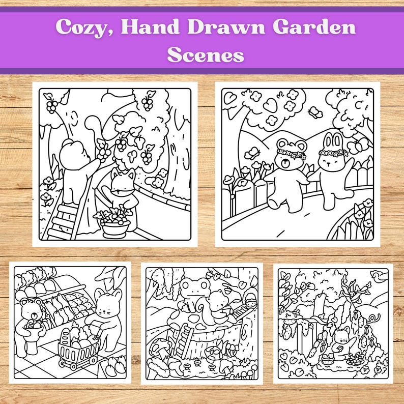 Spring Adventures Cozy Coloring Pages for Adults, Teens and Kids. Bold ...