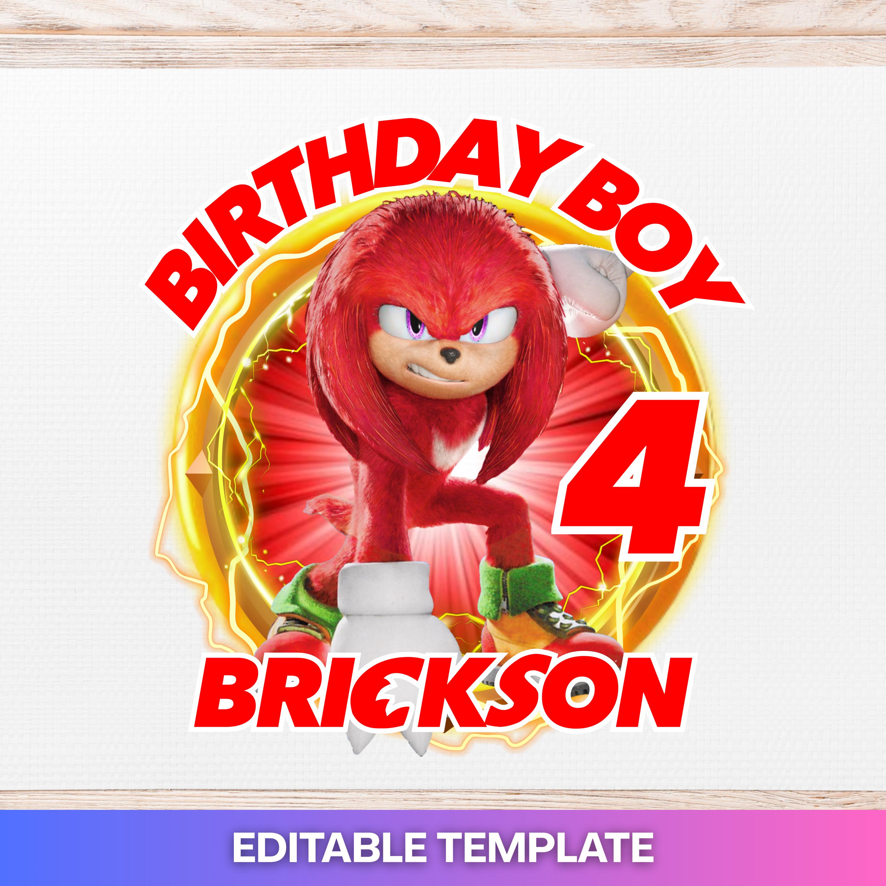 Editable Sonic Knuckles Birthday PNG, Knuckles PNG, Instant Download ...