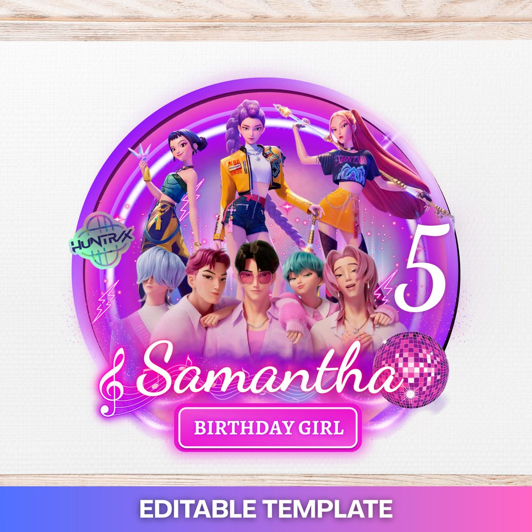 Editable Kpop Demon Hunters Birthday PNG, Demon Hunters Birthday Cake ...